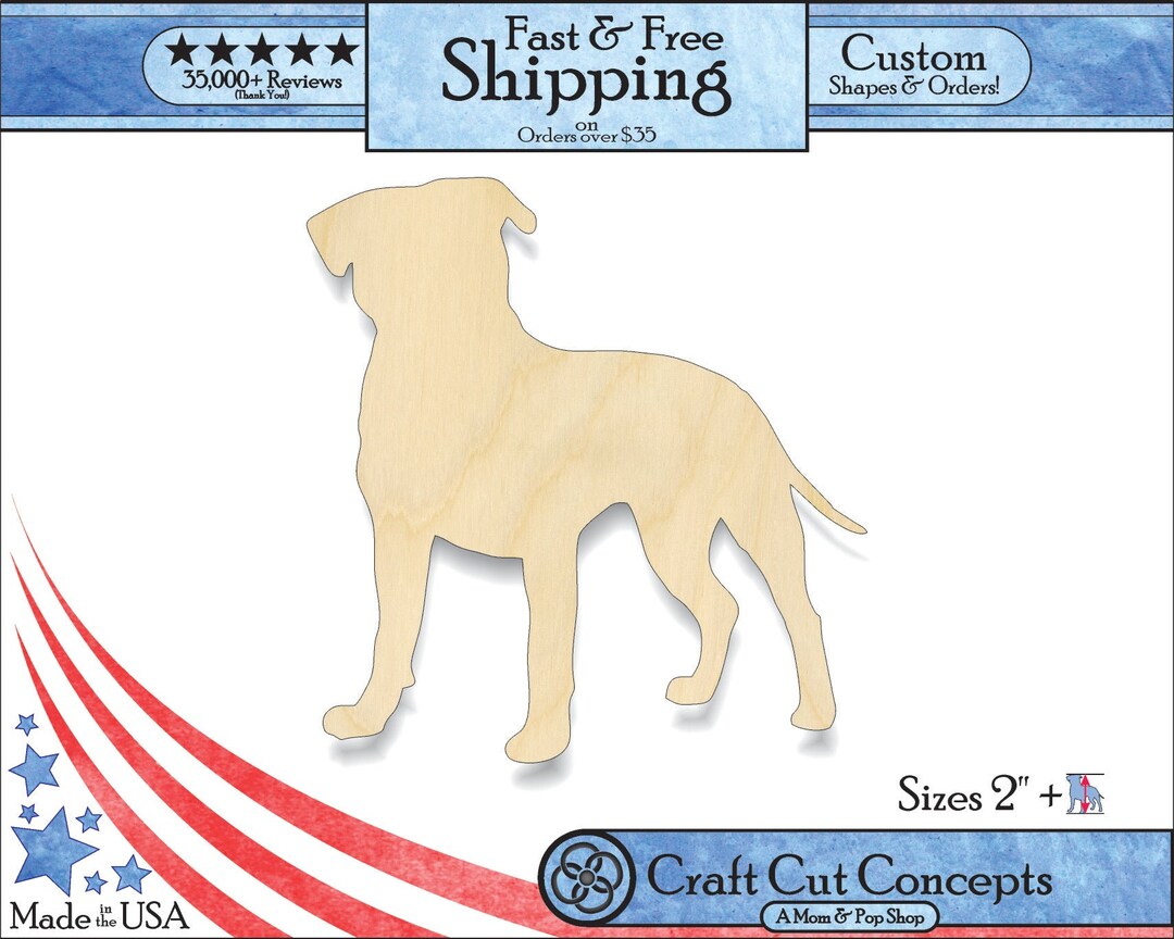Pit Bull Dog Cutout Large & Small Pick Size Unfinished Wood Shapes Pet ...