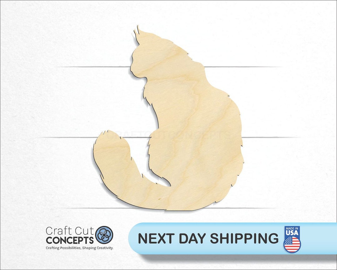Cat Main Coon - Laser Cut Unfinished Wood Cutout Craft Shapes - Etsy