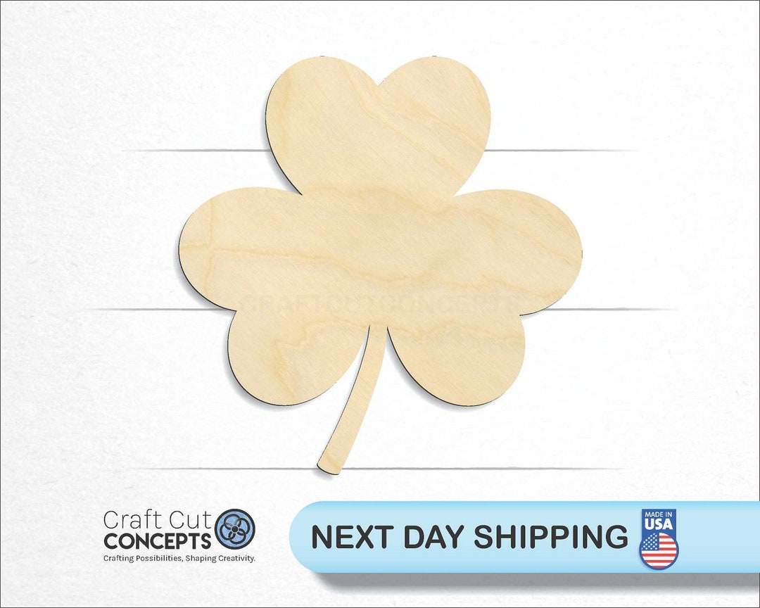 Clover Shape St. Patrick's Day - Laser Cut Unfinished Wood Cutout Craft ...
