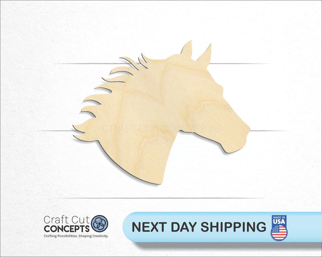 Horse Head With Mane - Laser Cut Unfinished Wood Cutout Craft Shapes - Etsy