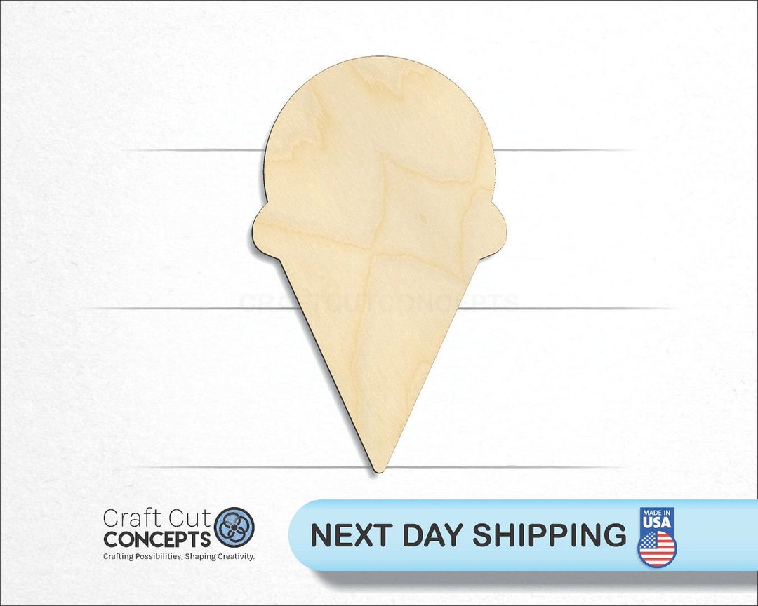 Ice Cream Cone - Laser Cut Unfinished Wood Cutout Craft Shapes - Etsy