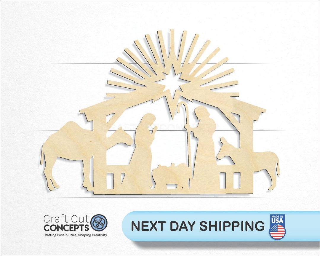 Star Nativity Set - Laser Cut Unfinished Wood Cutout Craft Shapes - Etsy