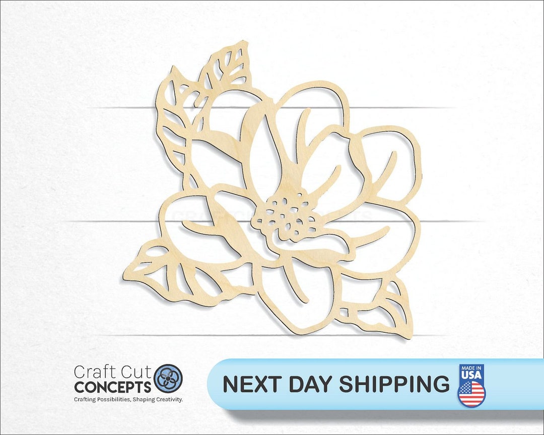 Magnolia Flower - Laser Cut Unfinished Wood Cutout Craft Shapes - Etsy