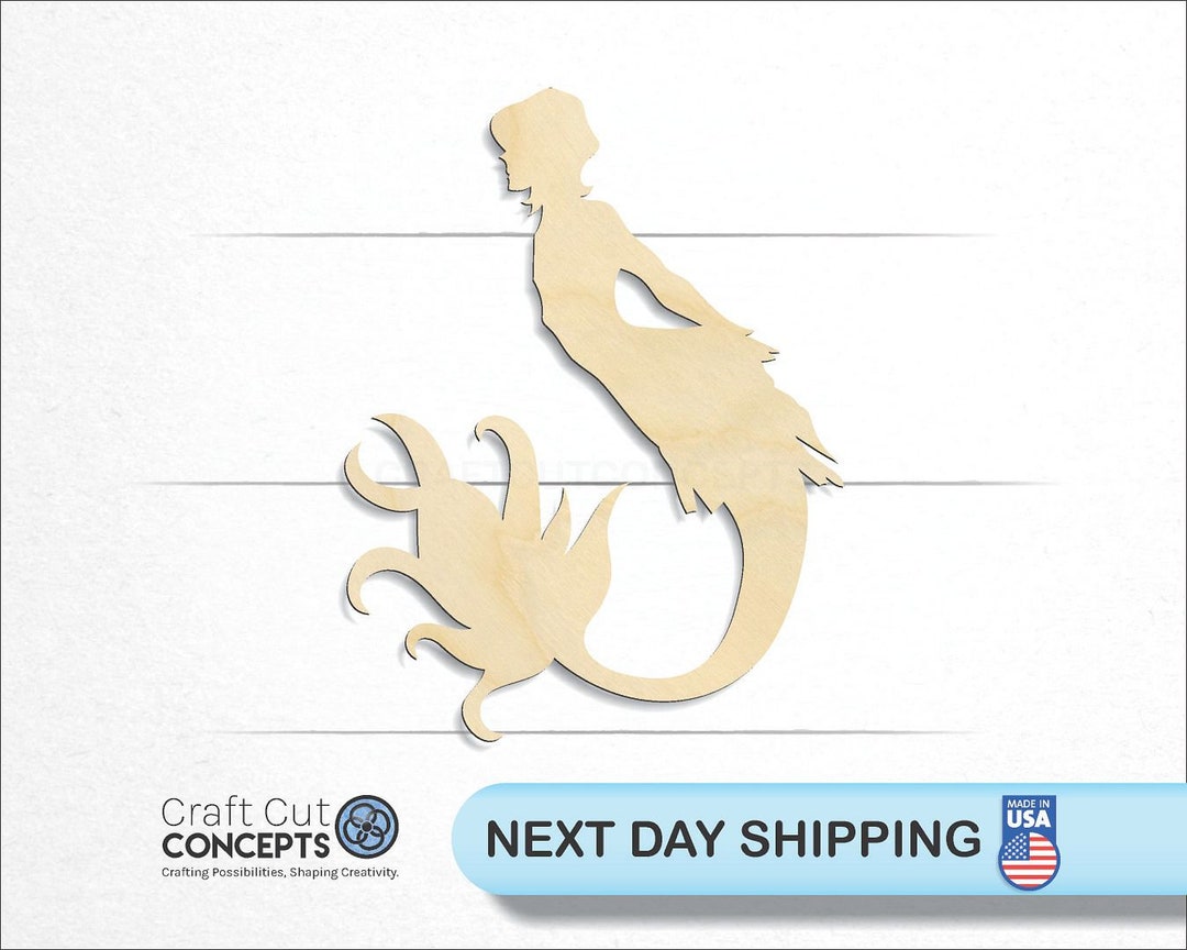 Mermaid - Laser Cut Unfinished Wood Cutout Craft Shapes - Etsy