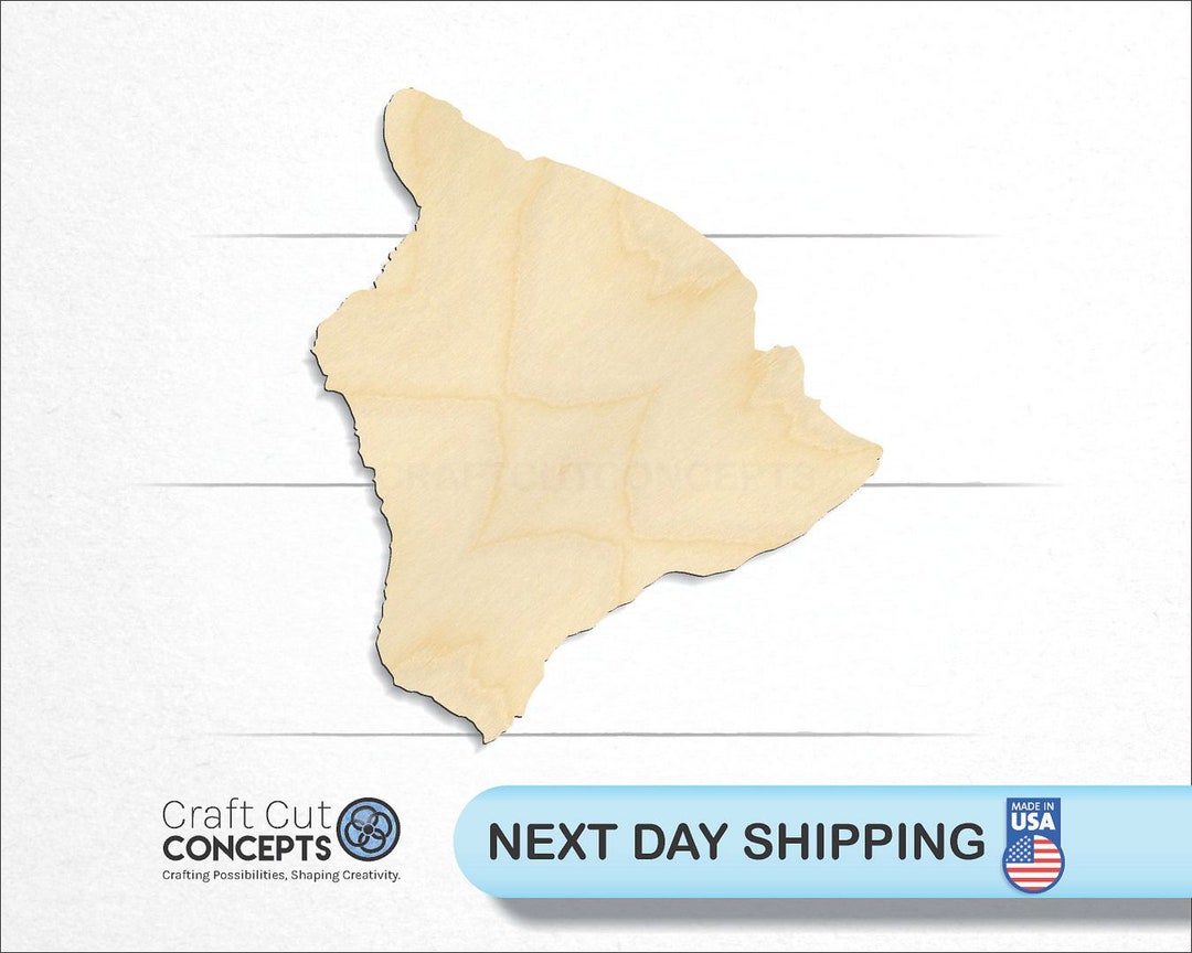 Hawaiian Island Big Island - Laser Cut Unfinished Wood Cutout Craft ...