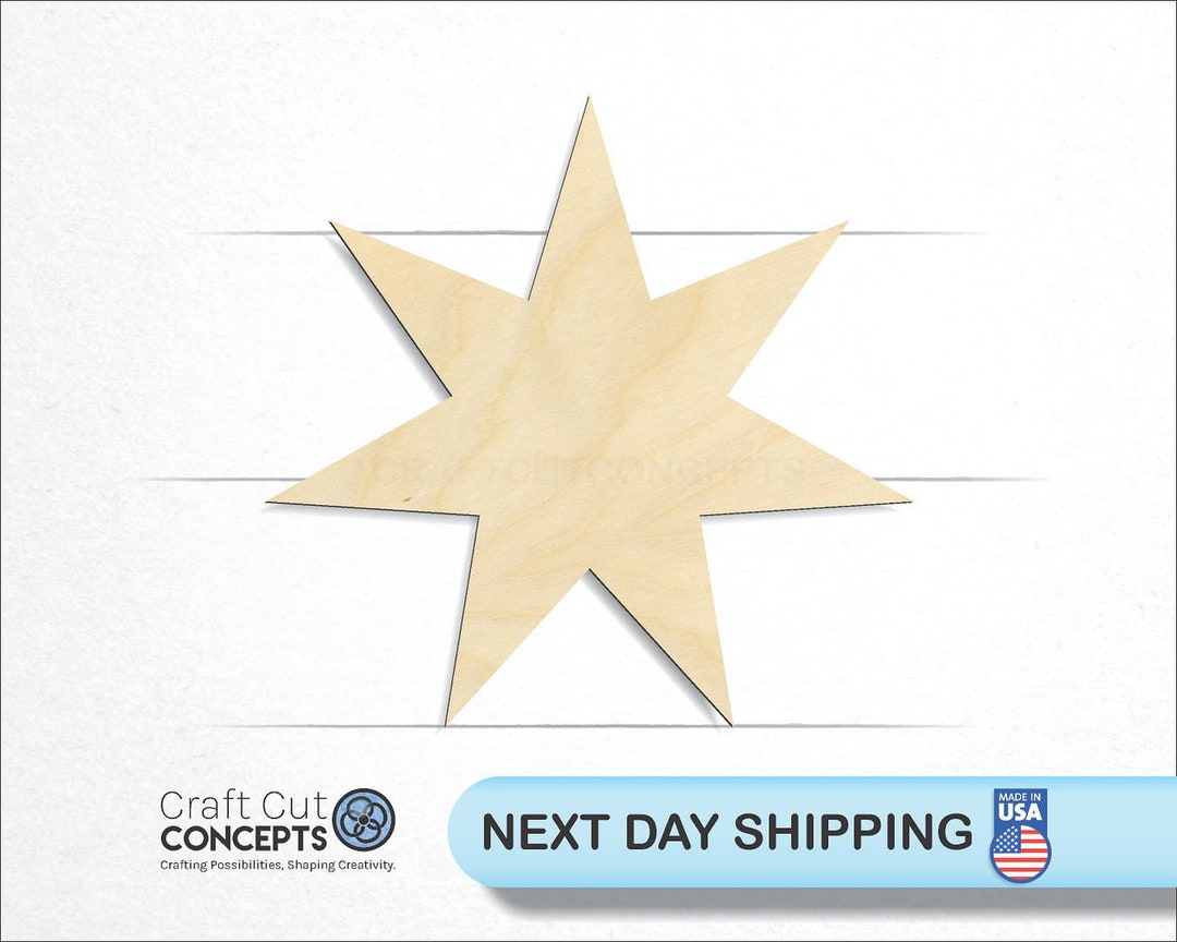 Seven Point Star - Laser Cut Unfinished Wood Cutout Craft Shapes - Etsy
