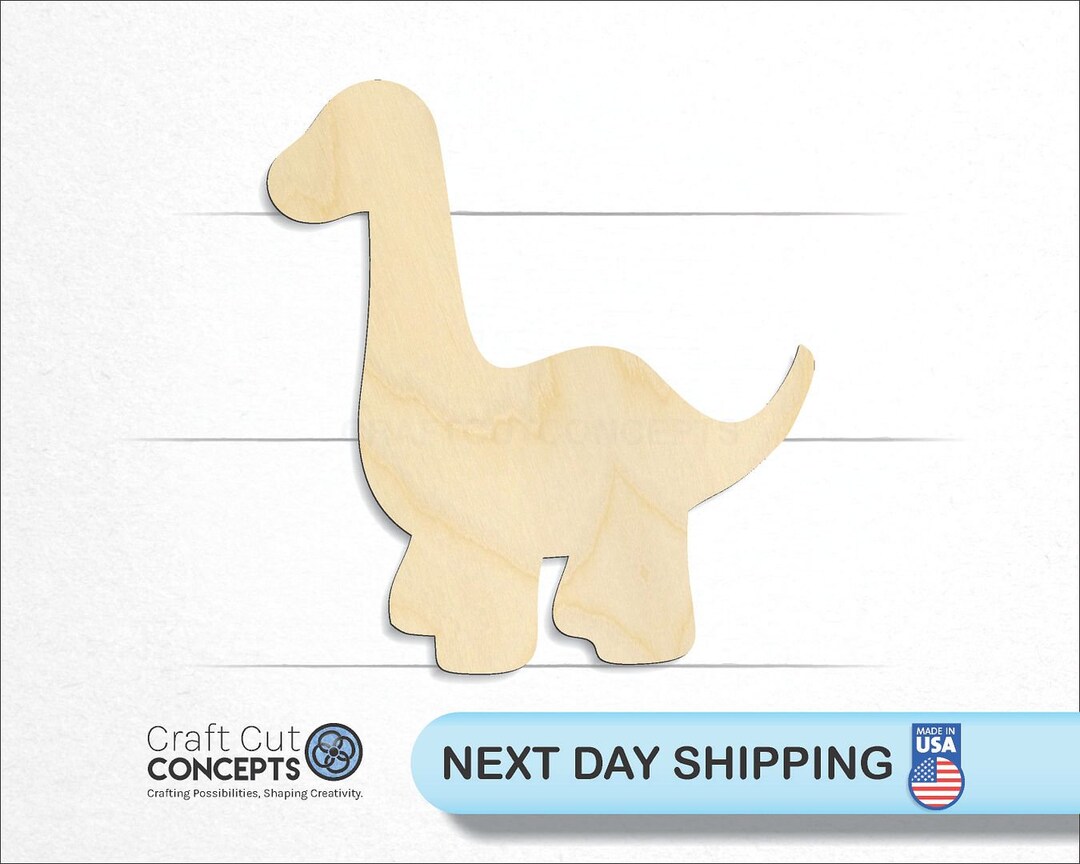 Baby Dinosaur Brontosaurus - Laser Cut Unfinished Wood Cutout Craft ...