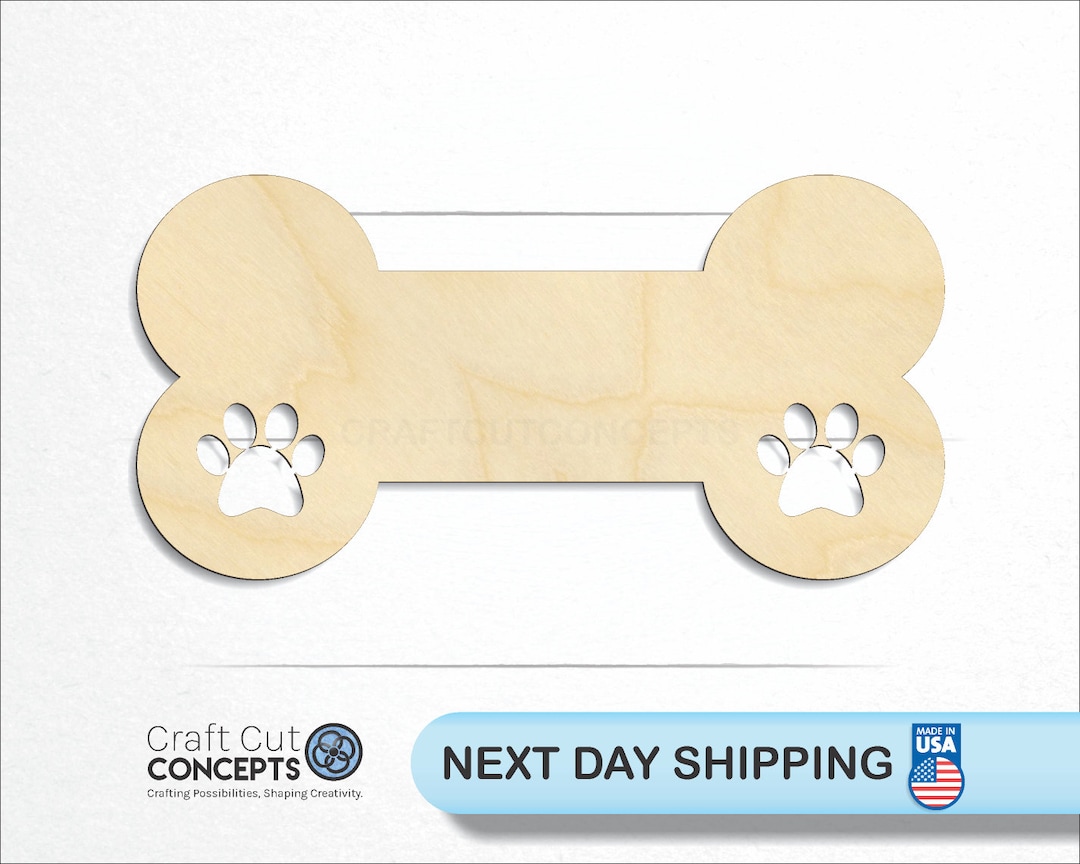 Dog Bone Paw Prints - Laser Cut Unfinished Wood Cutout Craft Shapes - Etsy