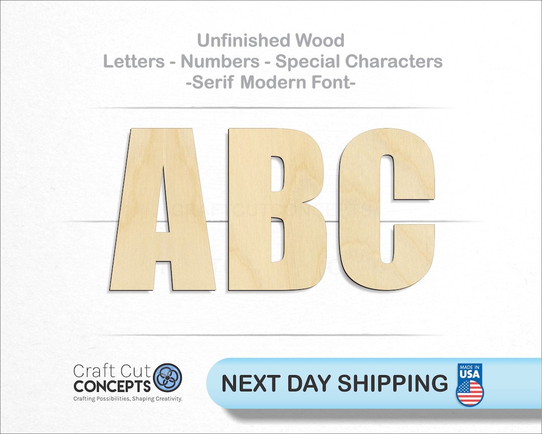 Block Letter Alphabet Individual Letter - Laser Cut Unfinished Wood ...