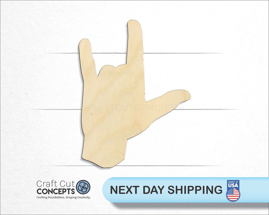 Love Sign Language Sign - Laser Cut Unfinished Wood Cutout Craft Shapes ...