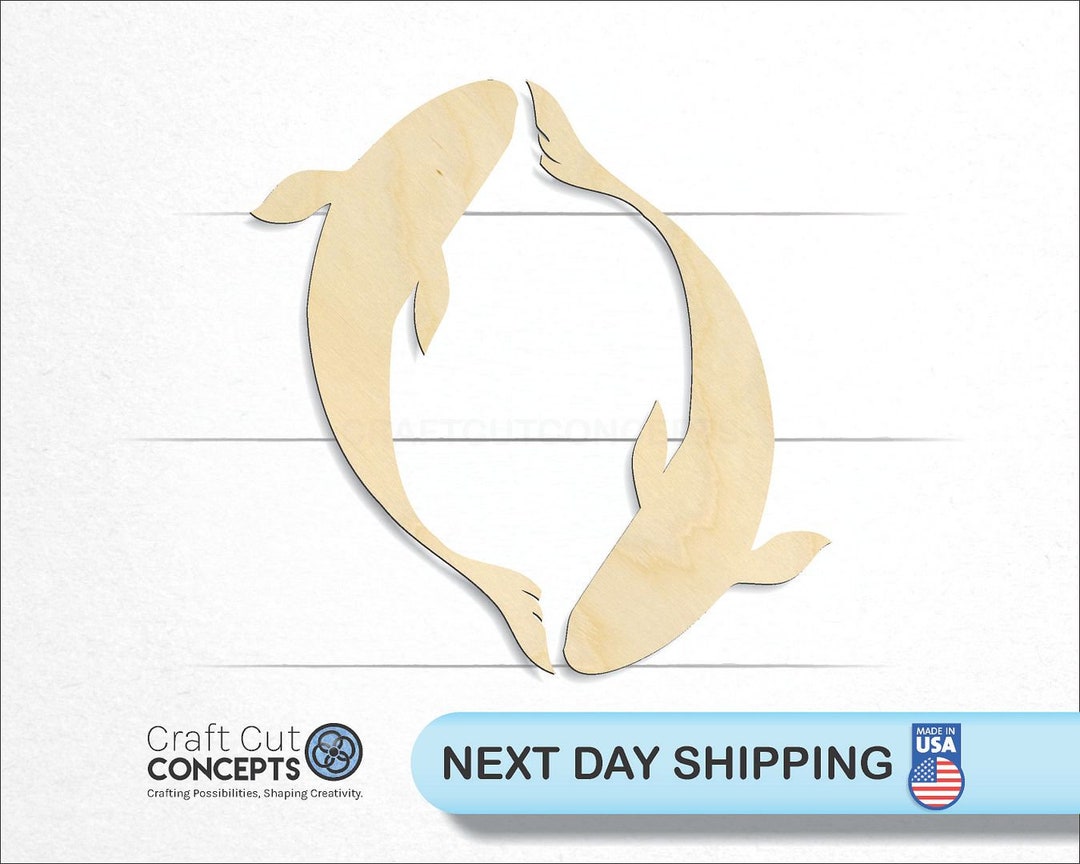 Koi Pair Fish - Laser Cut Unfinished Wood Cutout Craft Shapes - Etsy