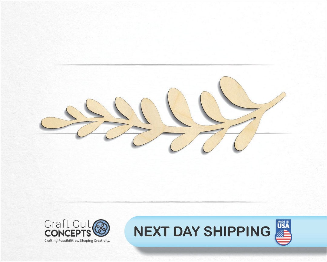 Laurel Branch Laser Cut Unfinished Wood Cutout Craft Shapes and Accents ...