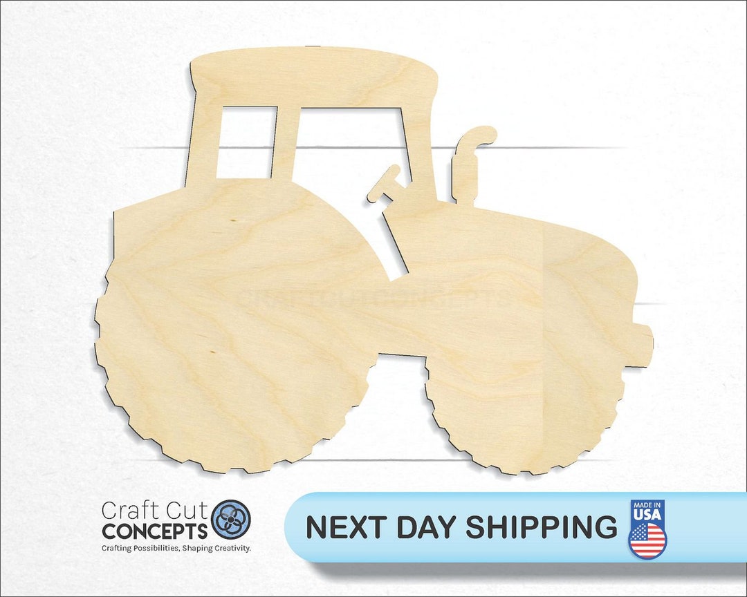Farming Tractor - Laser Cut Unfinished Wood Cutout Craft Shapes - Etsy
