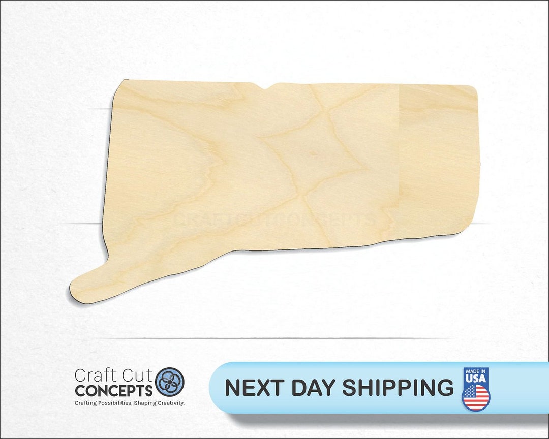 Connecticut CT State Crafty - Laser Cut Unfinished Wood Cutout Craft ...