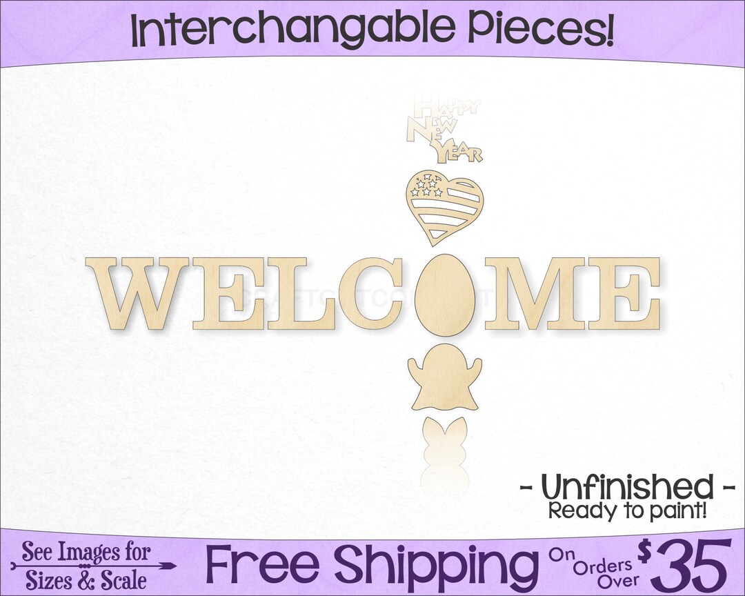 Interchangeable Welcome Sign Craft Kit - Large & Small - Unfinished ...