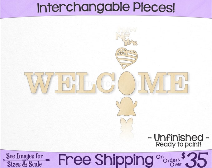 Interchangeable Welcome Sign Craft Kit - Large & Small - Unfinished ...