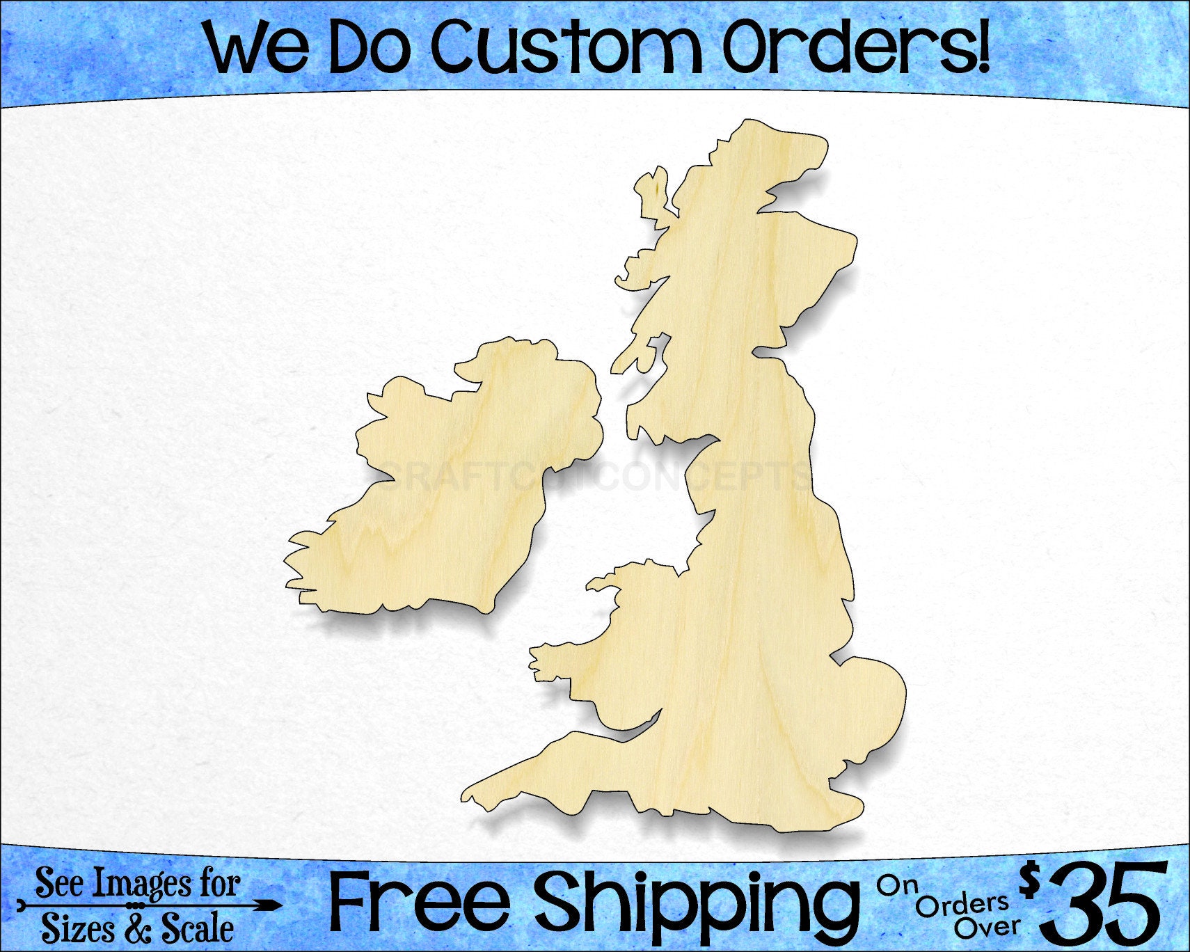 Great Britain Country Cutout Large & Small Pick Size - Etsy