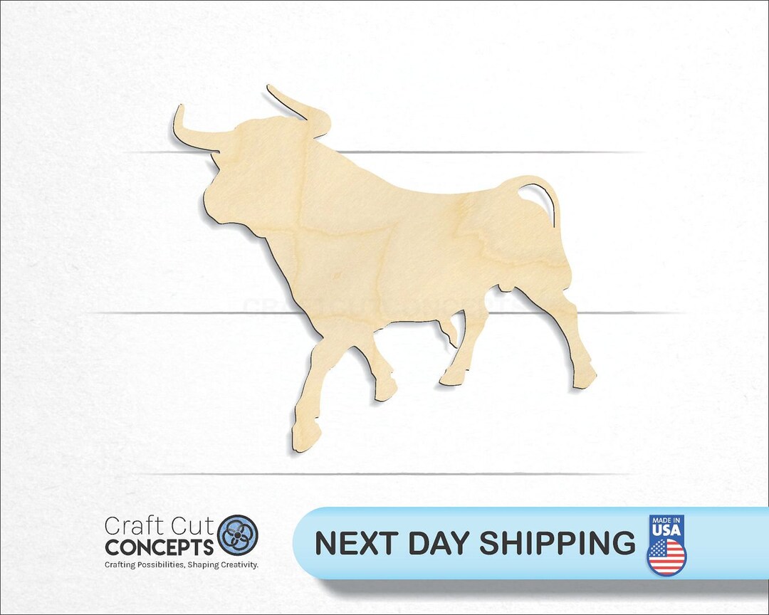 Bull - Laser Cut Unfinished Wood Cutout Craft Shapes - Etsy