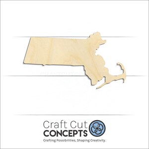 Massachusetts MA State Crafty - Laser Cut Unfinished Wood Cutout Craft ...