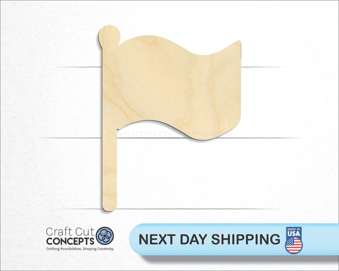 Flag on Pole - Laser Cut Unfinished Wood Cutout Craft Shapes - Etsy