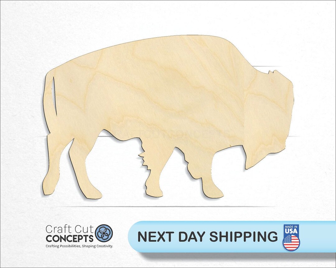 Buffalo Bison Shape - Laser Cut Unfinished Wood Cutout Craft Shapes - Etsy