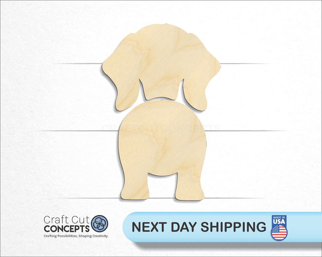 Dachshund Dog Front Back Silhouette - Laser Cut Unfinished Wood Cutout ...