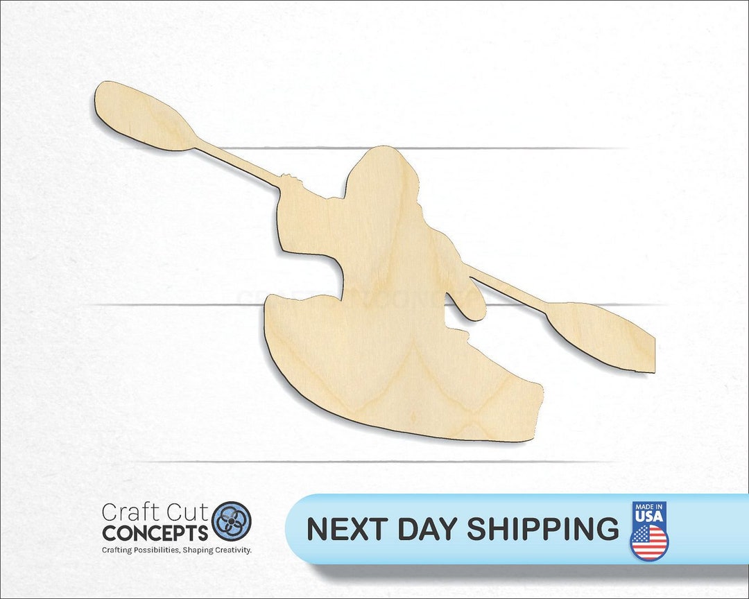 Person Kayaking - Laser Cut Unfinished Wood Cutout Craft Shapes - Etsy