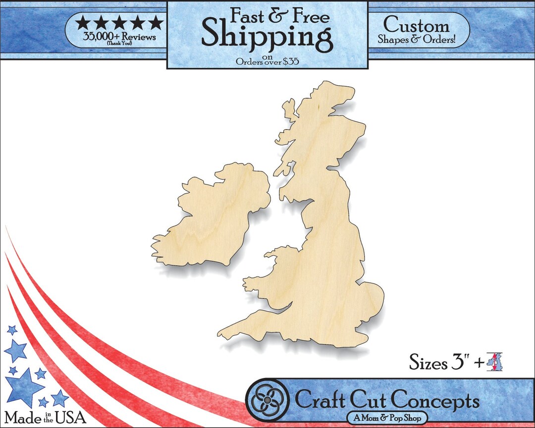 Great Britain Country Cutout Large & Small Pick Size Unfinished Wood ...