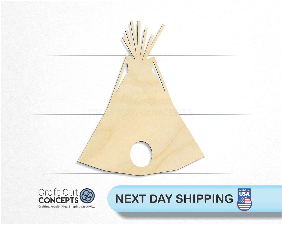 Teepee Native American - Laser Cut Unfinished Wood Cutout Craft Shapes ...