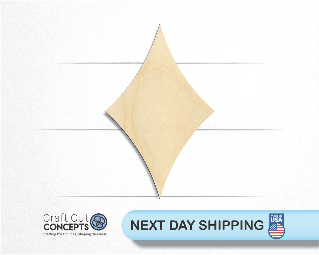 Curved Diamond - Laser Cut Unfinished Wood Cutout Craft Shapes - Etsy