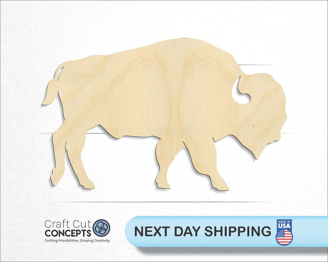 Buffalo Bison Shape - Laser Cut Unfinished Wood Cutout Craft Shapes - Etsy
