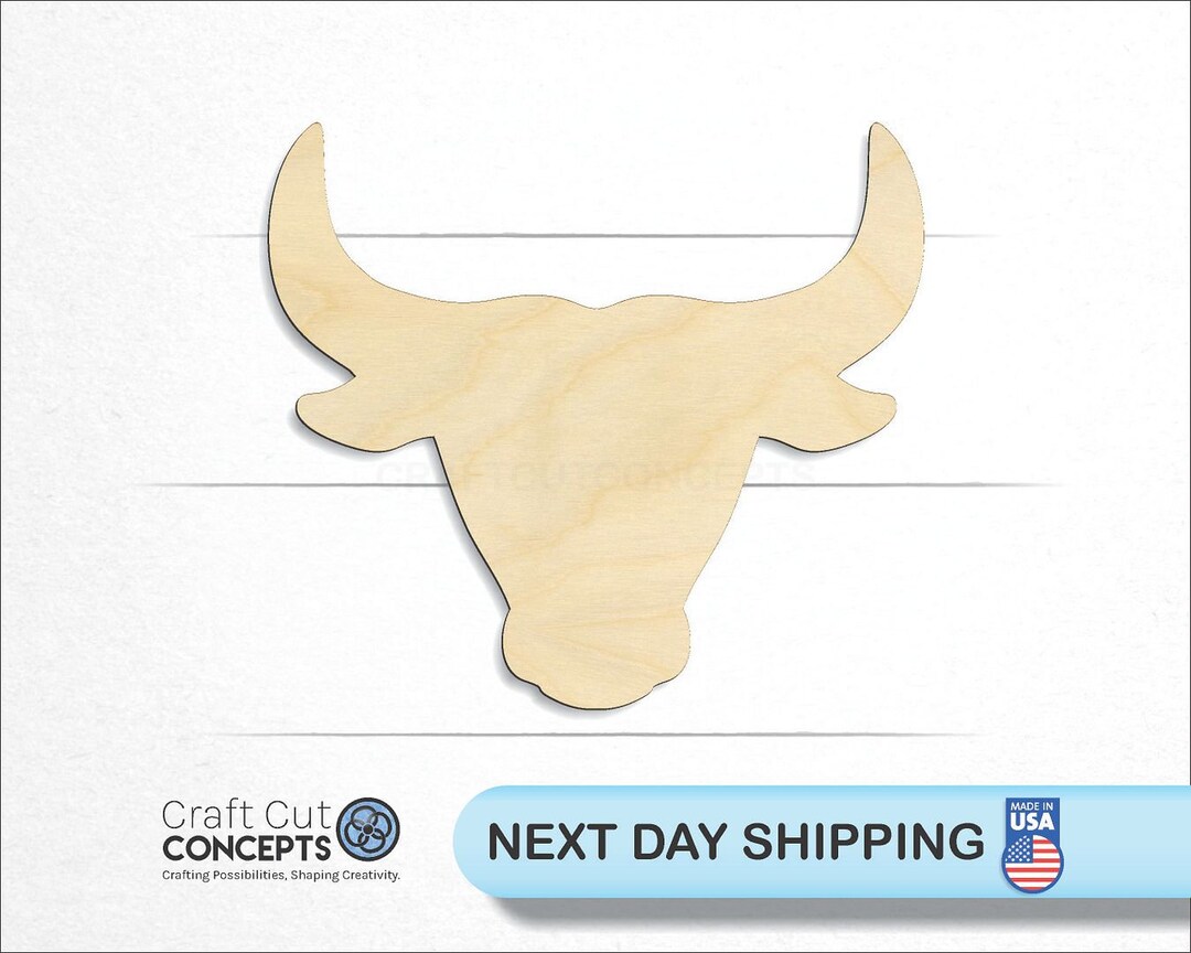 Bull Head - Laser Cut Unfinished Wood Cutout Craft Shapes - Etsy