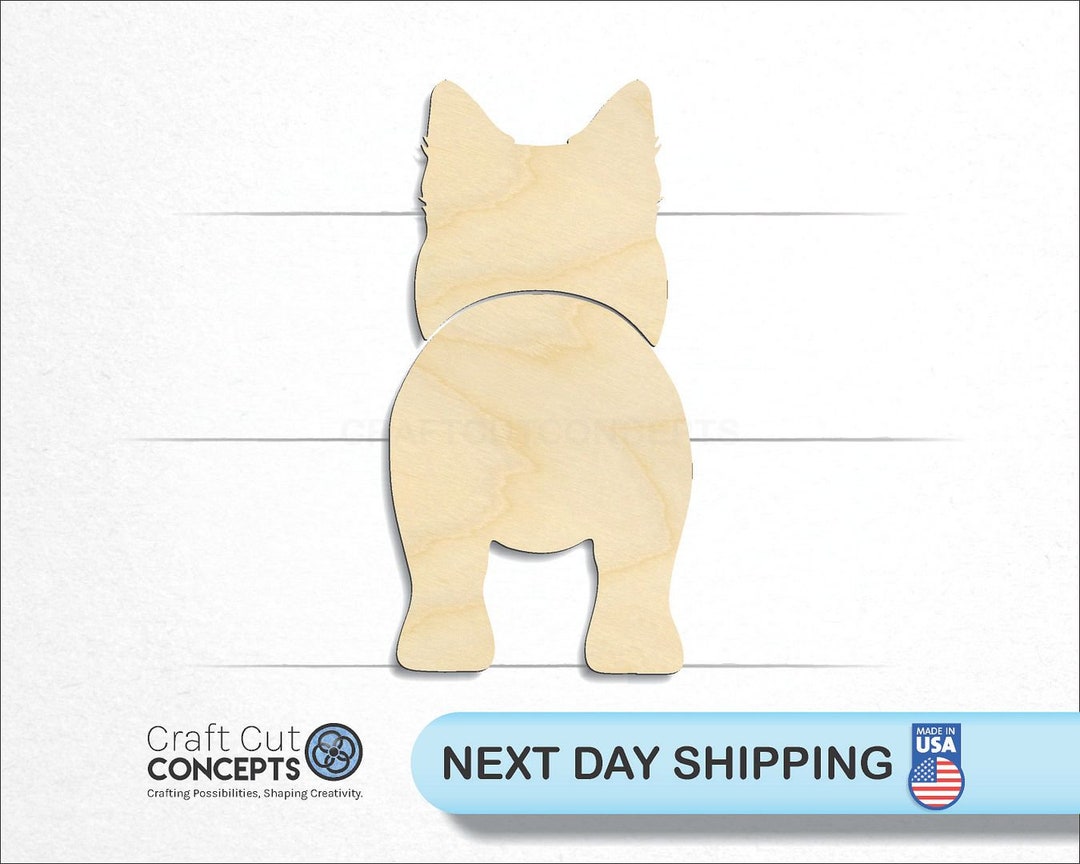 Pomsky Dog Front Back Silhouette - Laser Cut Unfinished Wood Cutout ...