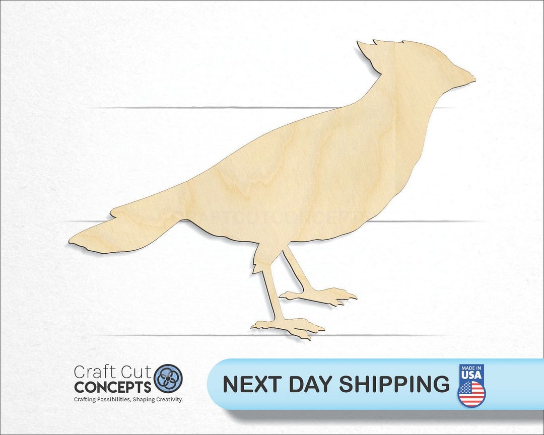 Standing Cardinal Bird - Laser Cut Unfinished Wood Cutout Craft Shapes ...