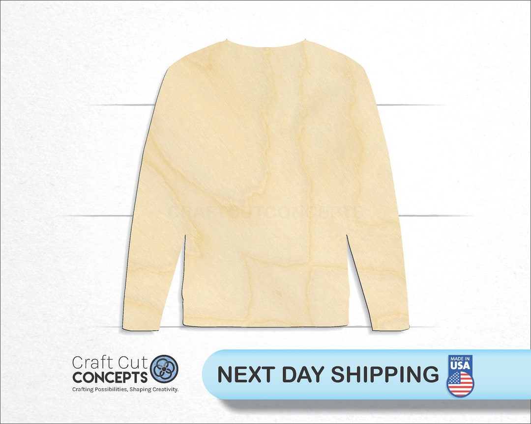 Sweater Cutout - Laser Cut Unfinished Wood Cutout Craft Shapes - Etsy