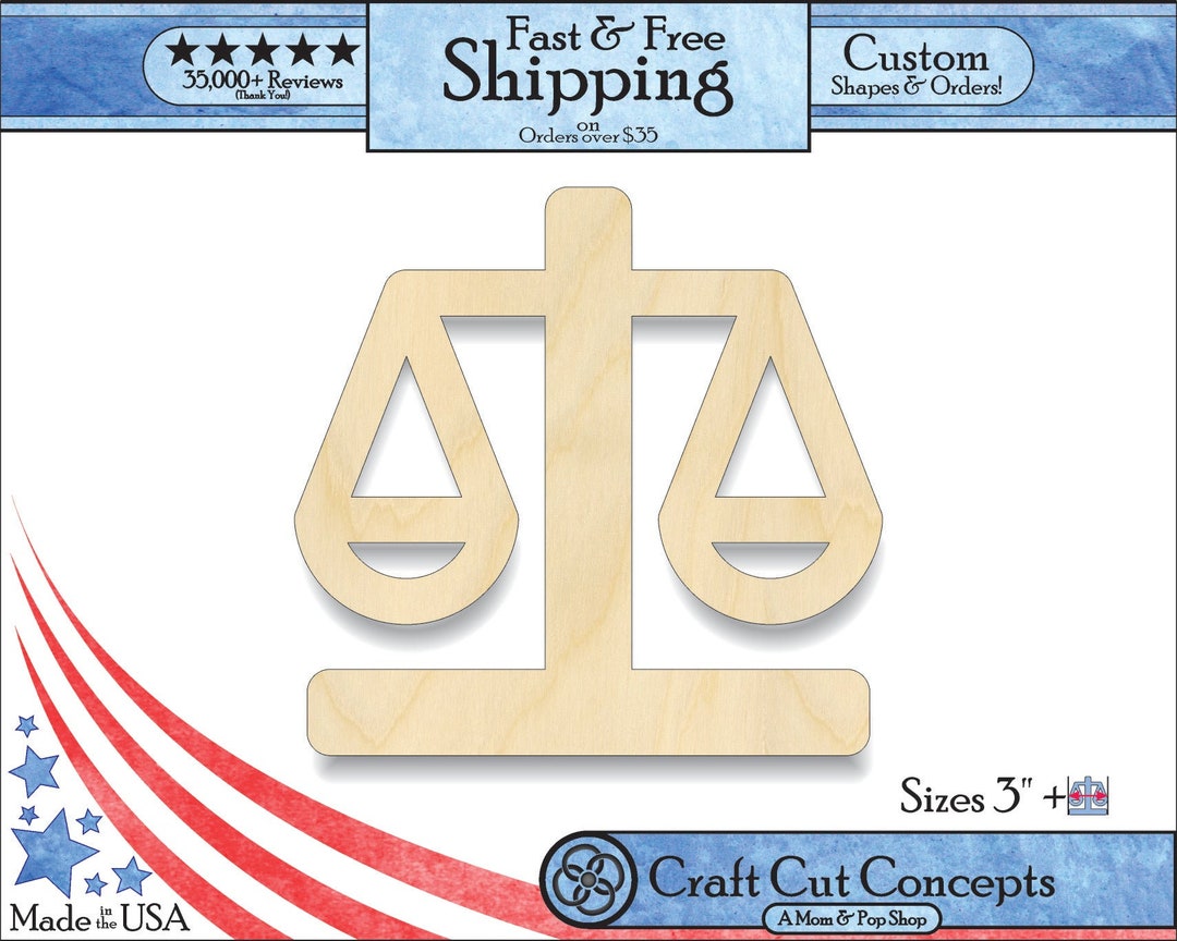 Legal Scale Large & Small Pick Size Unfinished Wood Shapes Bronze ...