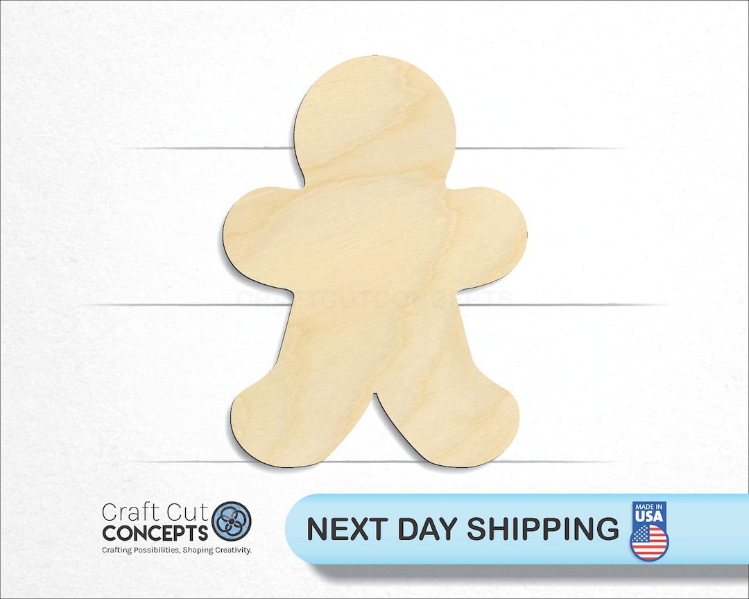 Gingerbread Man Cookie - Laser Cut Unfinished Wood Cutout Craft Shapes ...