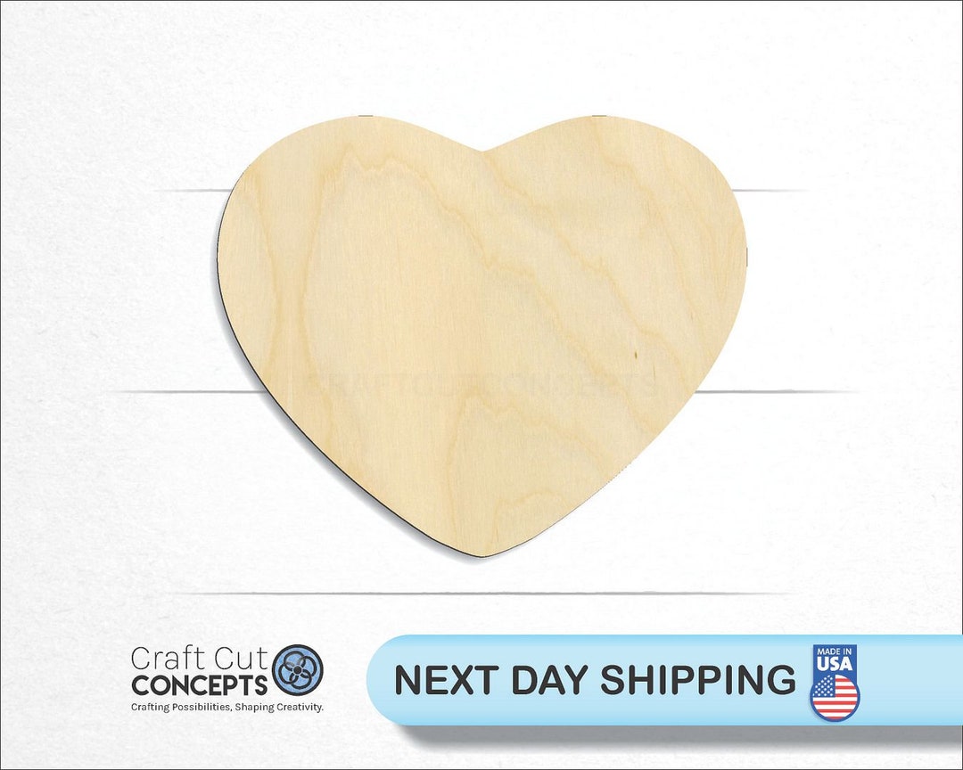 Heart Shape Fat - Laser Cut Unfinished Wood Cutout Craft Shapes - Etsy