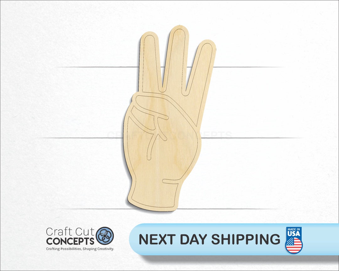 Letter W Sign Language ASL Cutout - Laser Cut Unfinished Wood Shapes ...