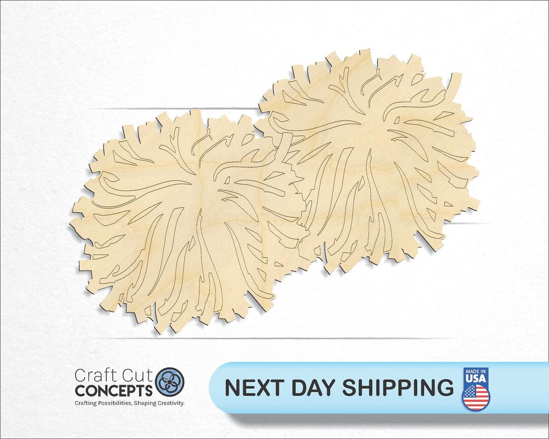 Dual Pom Poms - Laser Cut Unfinished Wood Cutout Craft Shapes - Etsy