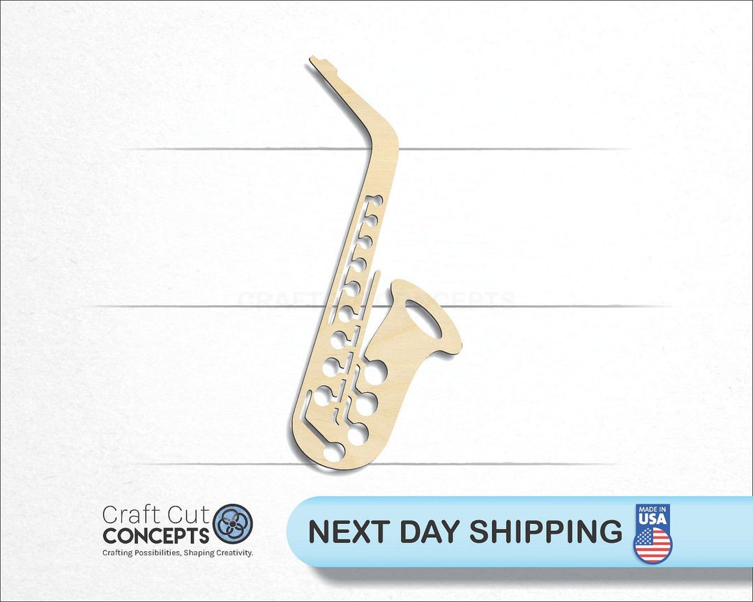 Saxophone - Laser Cut Unfinished Wood Cutout Craft Shapes - Etsy