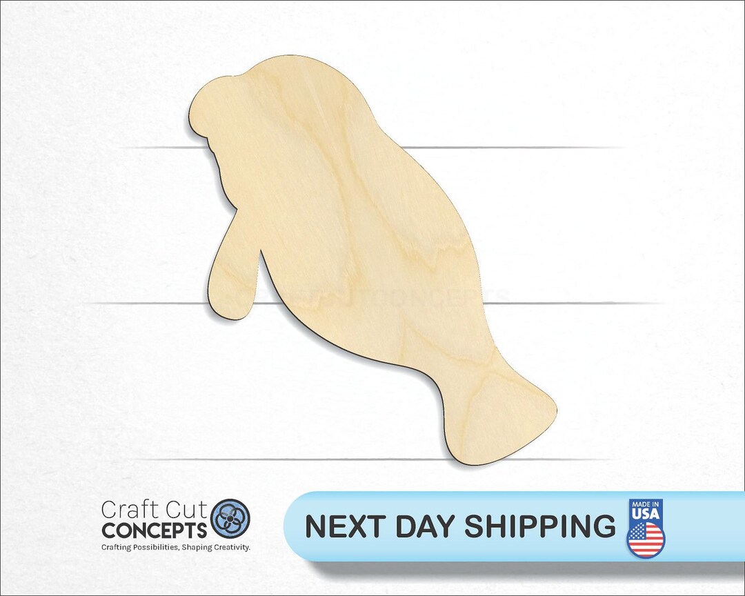 Cute Manatee Seal - Laser Cut Unfinished Wood Cutout Craft Shapes - Etsy