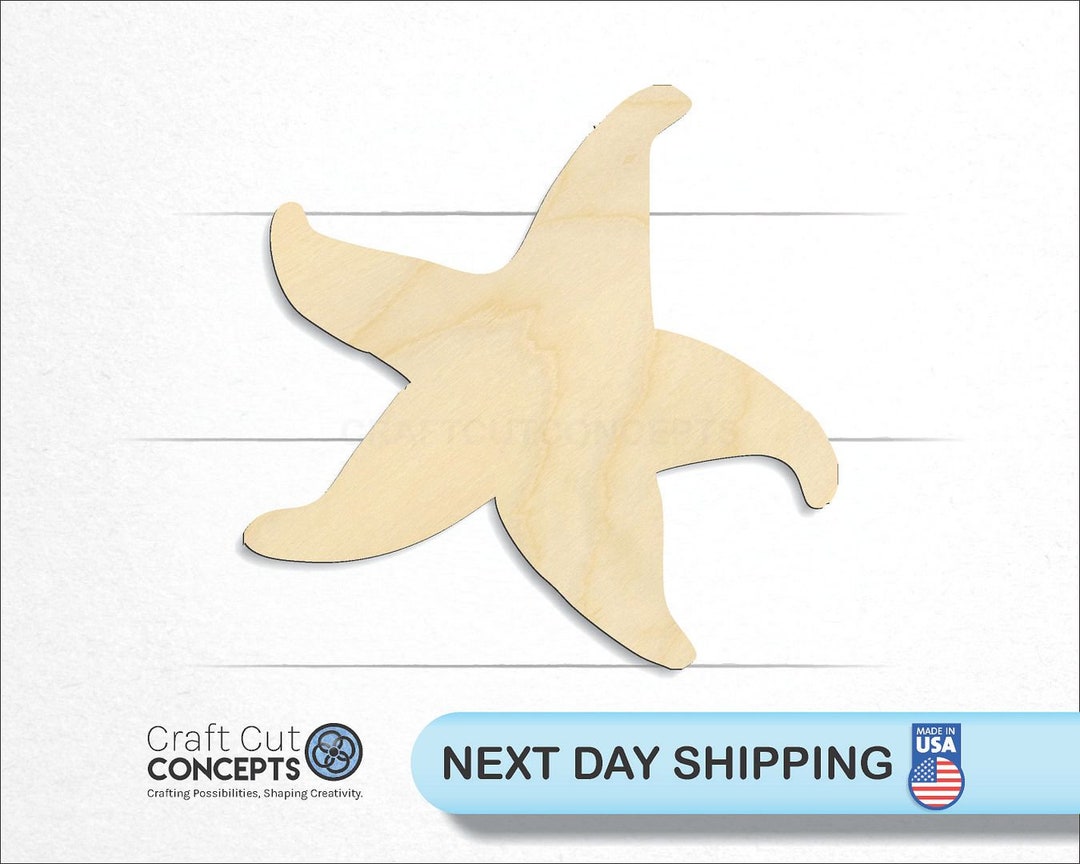 Starfish - Laser Cut Unfinished Wood Cutout Craft Shapes - Etsy
