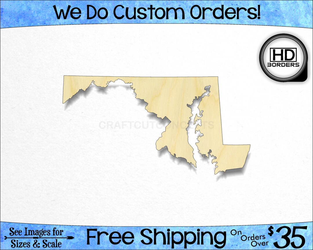 Maryland MD High Definition Borders State Cutout Large & - Etsy