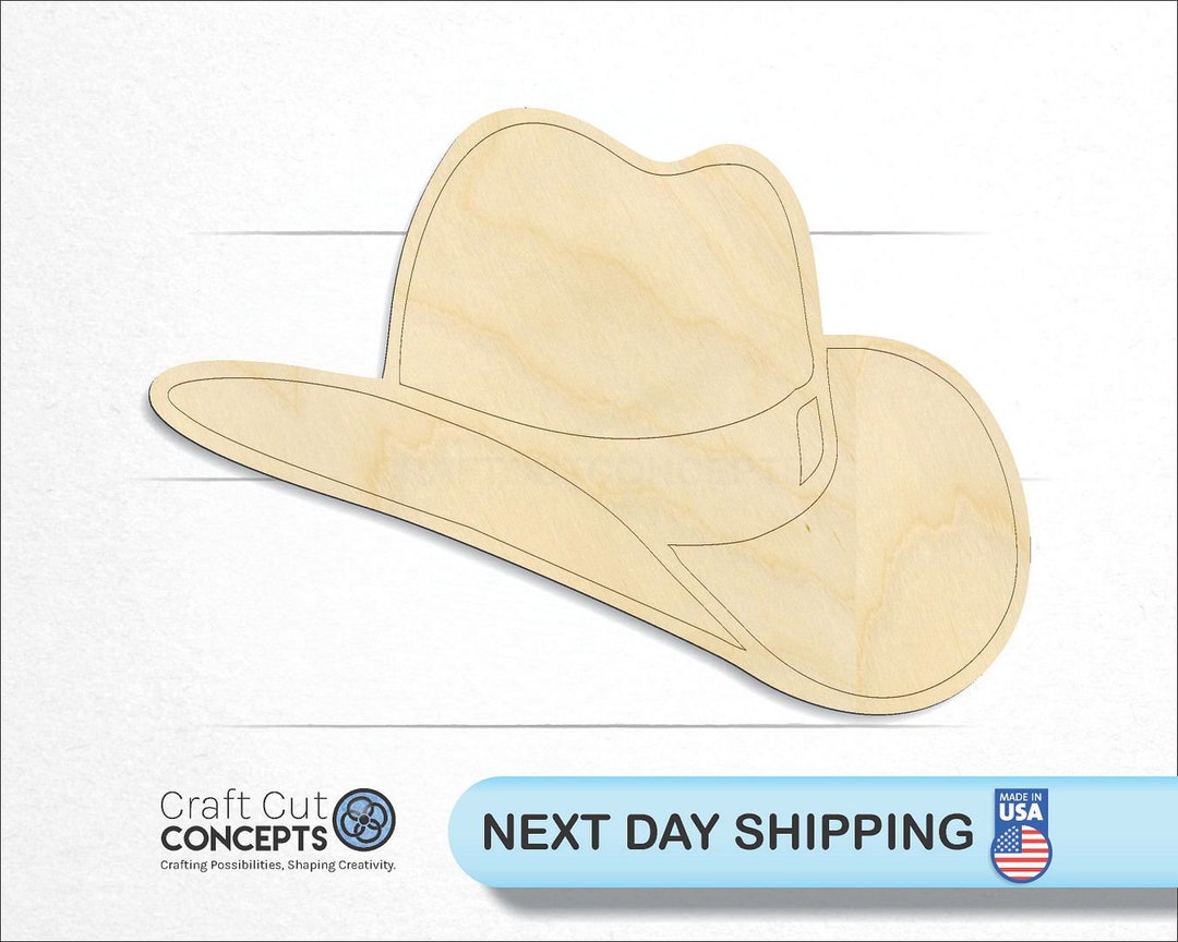 Cowboy Hat - Laser Cut Unfinished Wood Cutout Craft Shapes - Etsy