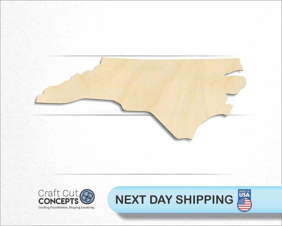 North Carolina NC State Crafty - Laser Cut Unfinished Wood Cutout Craft ...