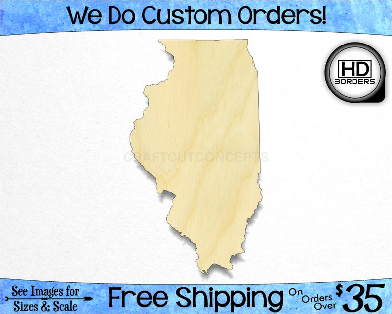 Illinois IL High Definition Borders State Cutout Large & - Etsy