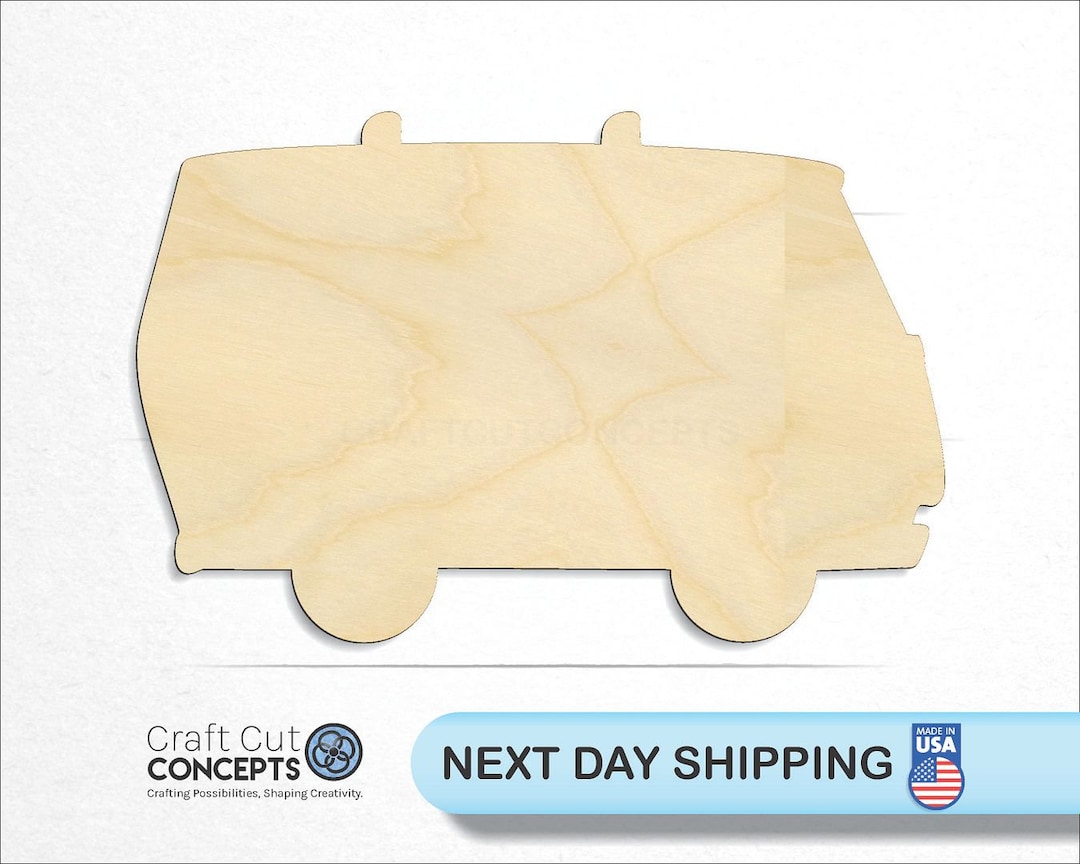 Hippie Van Bus - Laser Cut Unfinished Wood Cutout Craft Shapes - Etsy