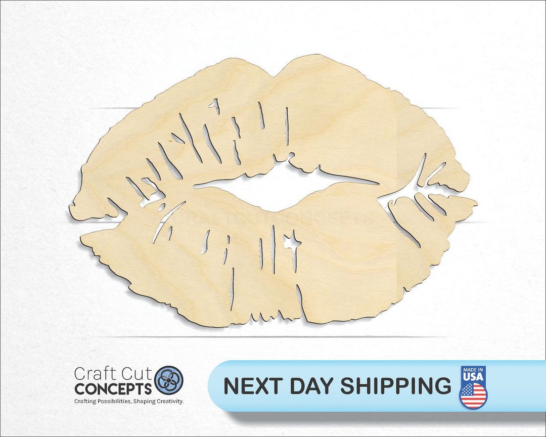 Detailed Lips Shape - Laser Cut Unfinished Wood Cutout Craft Shapes - Etsy