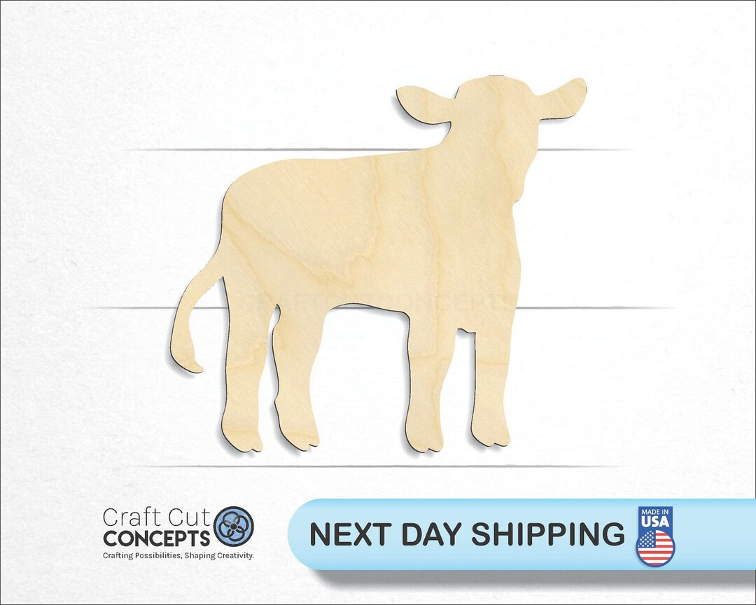 Standing Calf Shape - - Laser Cut Unfinished Wood Cutout Craft Shapes ...